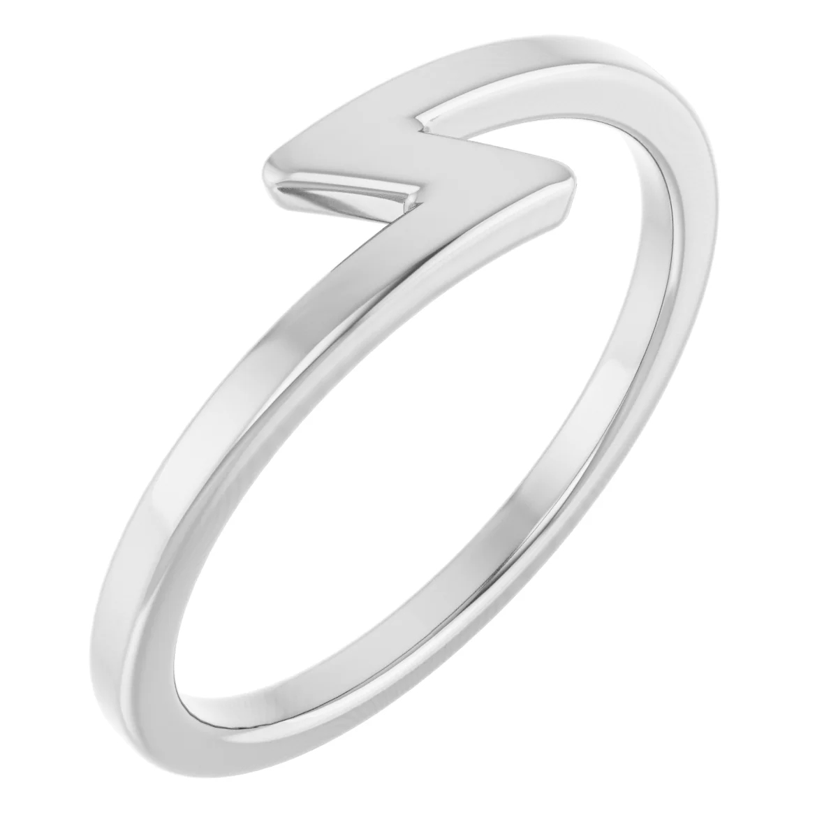 14K White Gold Lightning Bolt Ring