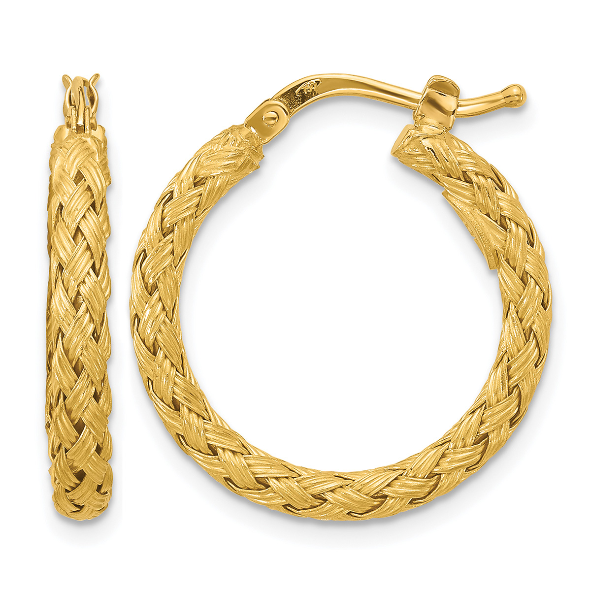 18K Gold Italian Braided Hoop Earrings