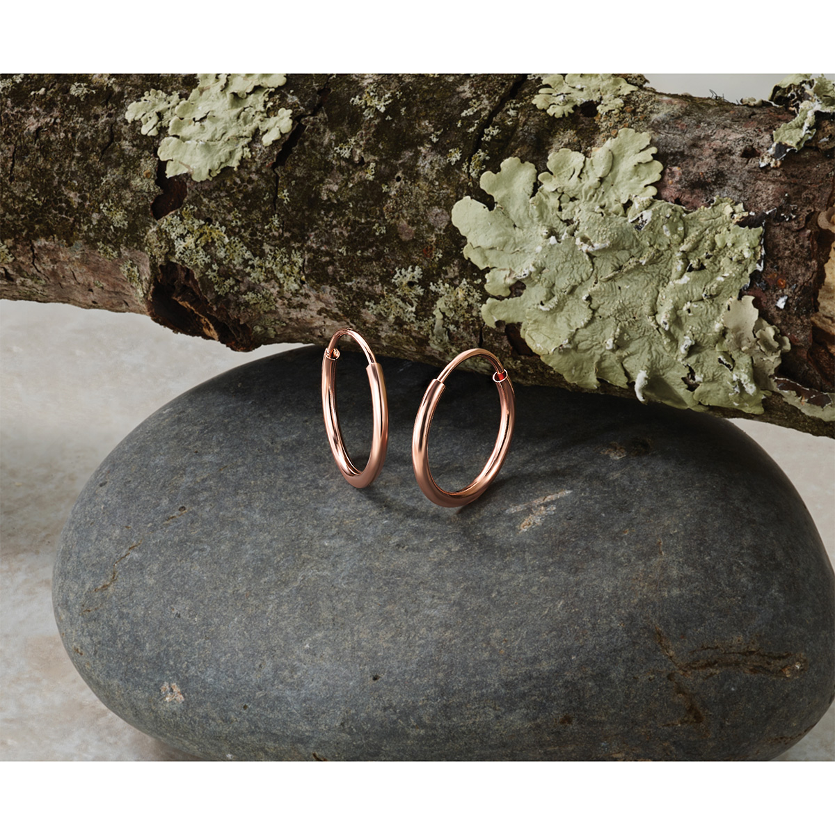 Small 9/16" 14K Rose Gold Endless Hoop Earrings, 1.5mm Thick
