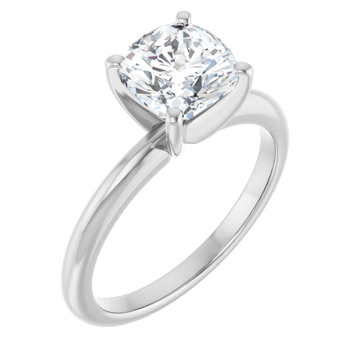 2 Carat Lab-Grown Cushion-Cut Diamond Solitaire Ring in 14K White Gold