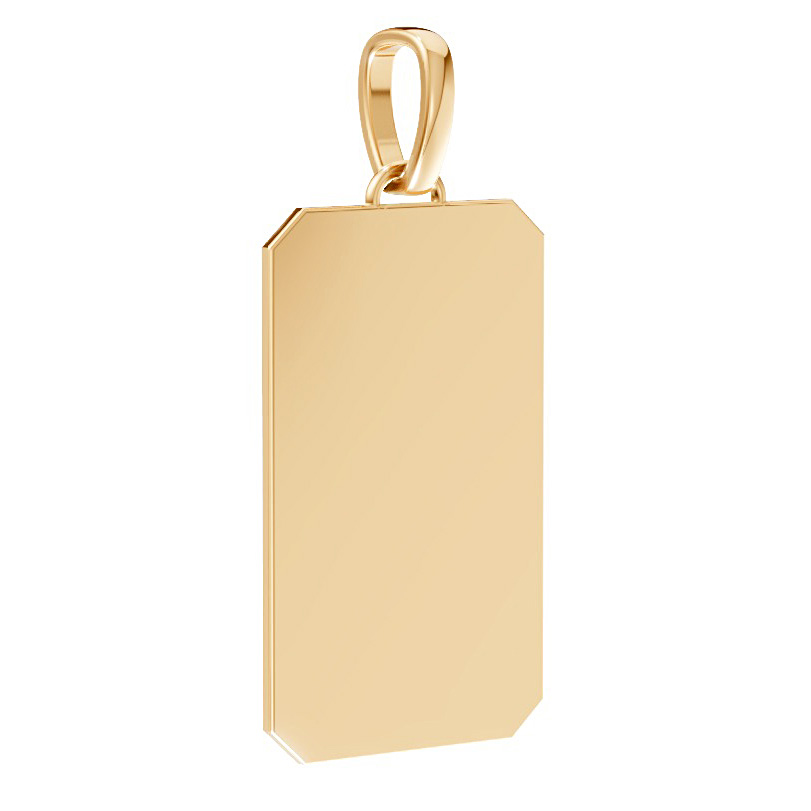 14K Gold Engravable Rectangle Pendant with Raised Border
