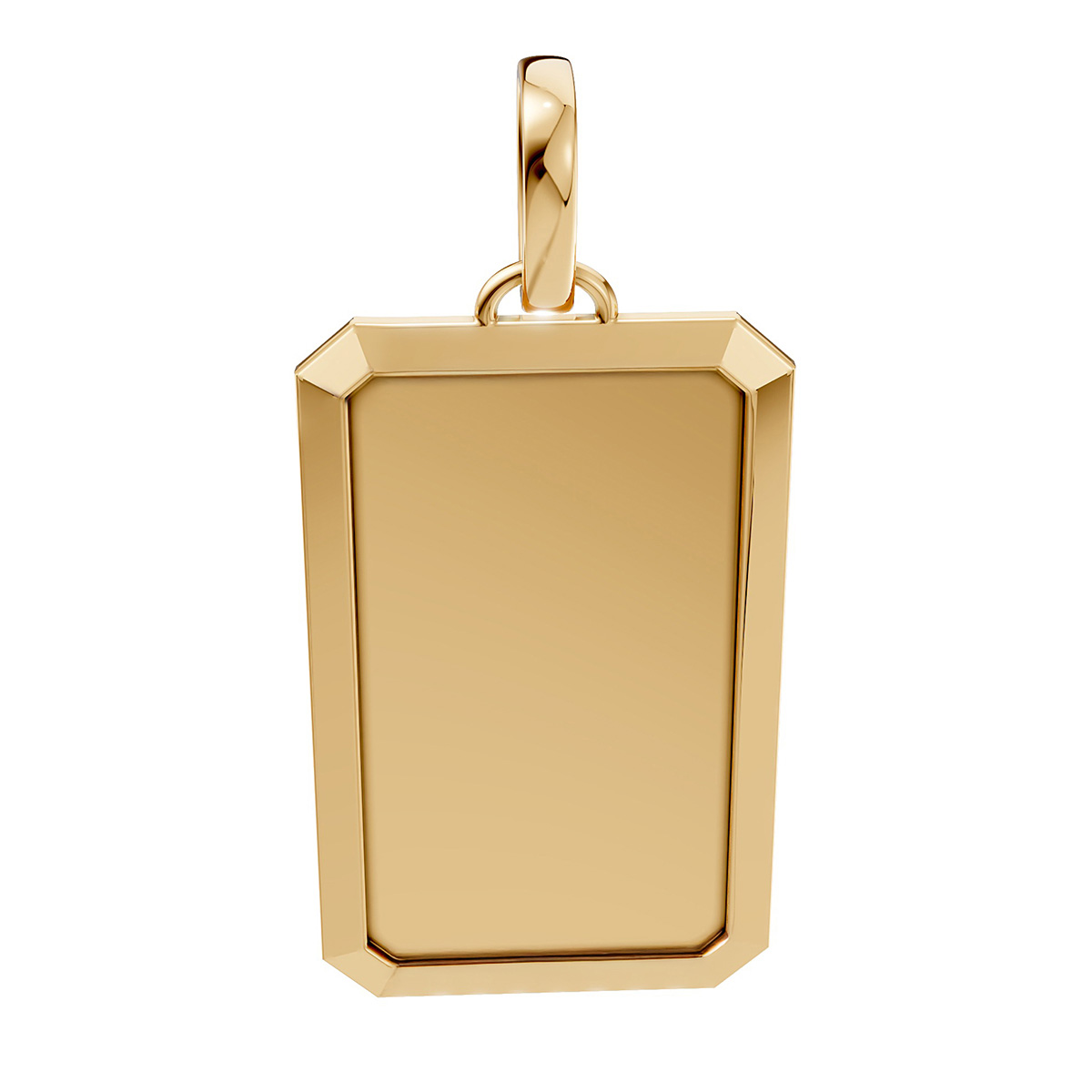 14K Gold Engravable Rectangle Pendant with Raised Border