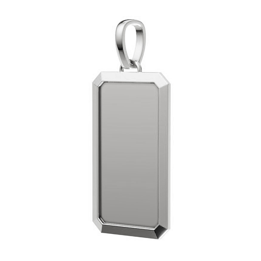 Platinum Engravable Rectangle Pendant with Border