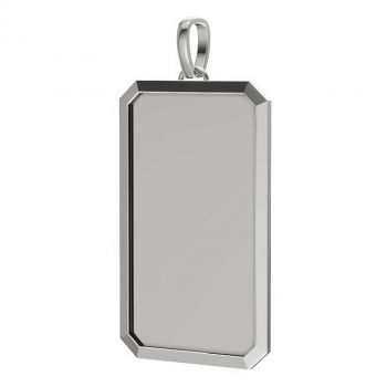Platinum Engravable Rectangle Pendant with Border