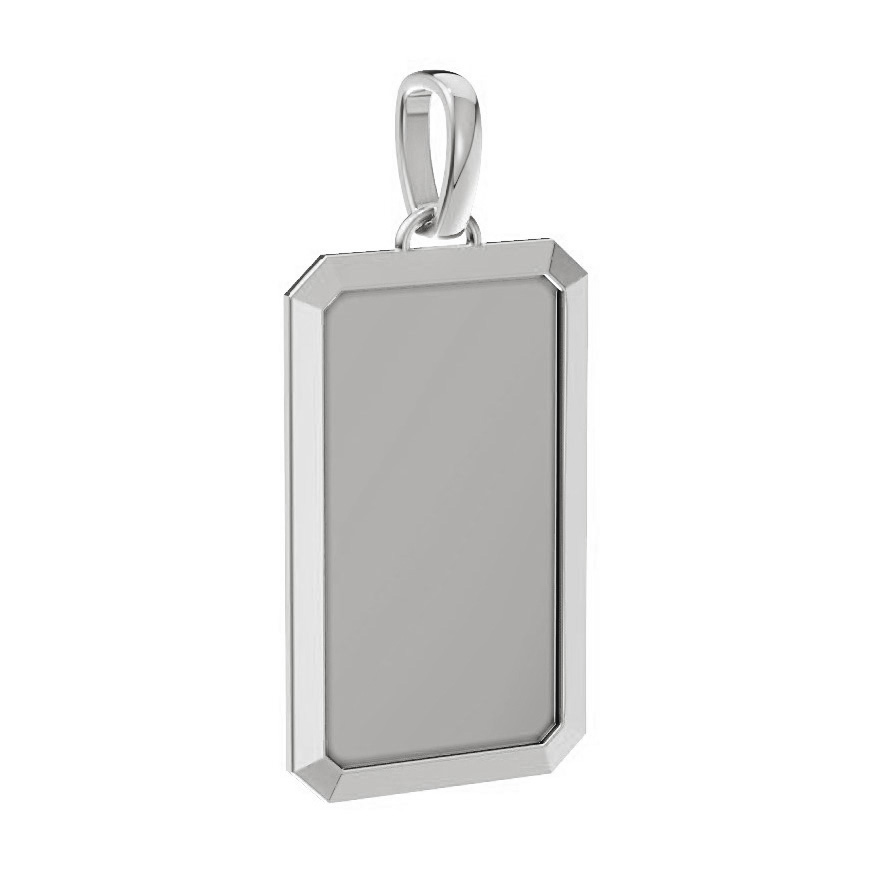 Platinum Engravable Rectangle Pendant with Border
