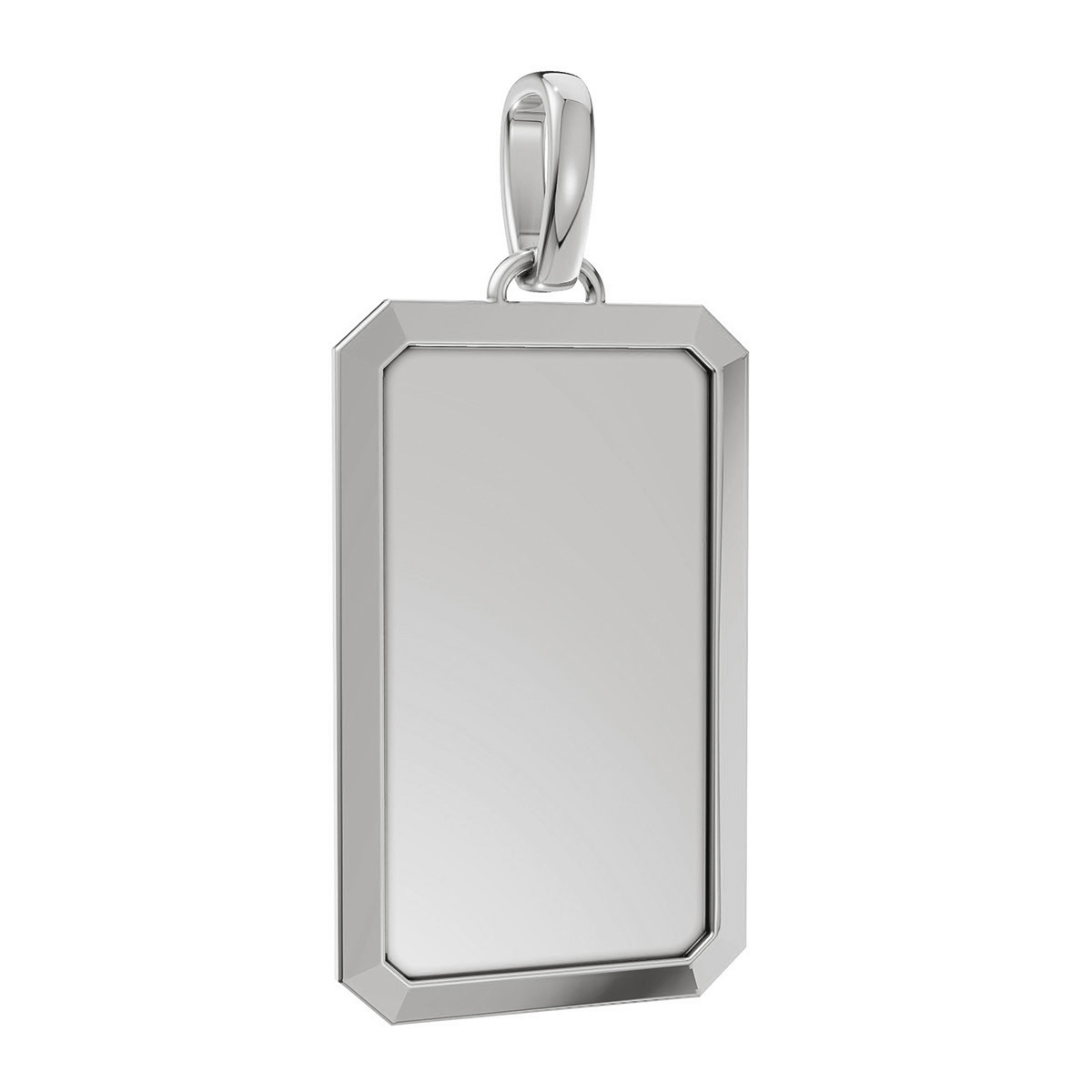 14K White Gold Rectangle Pendant with Border