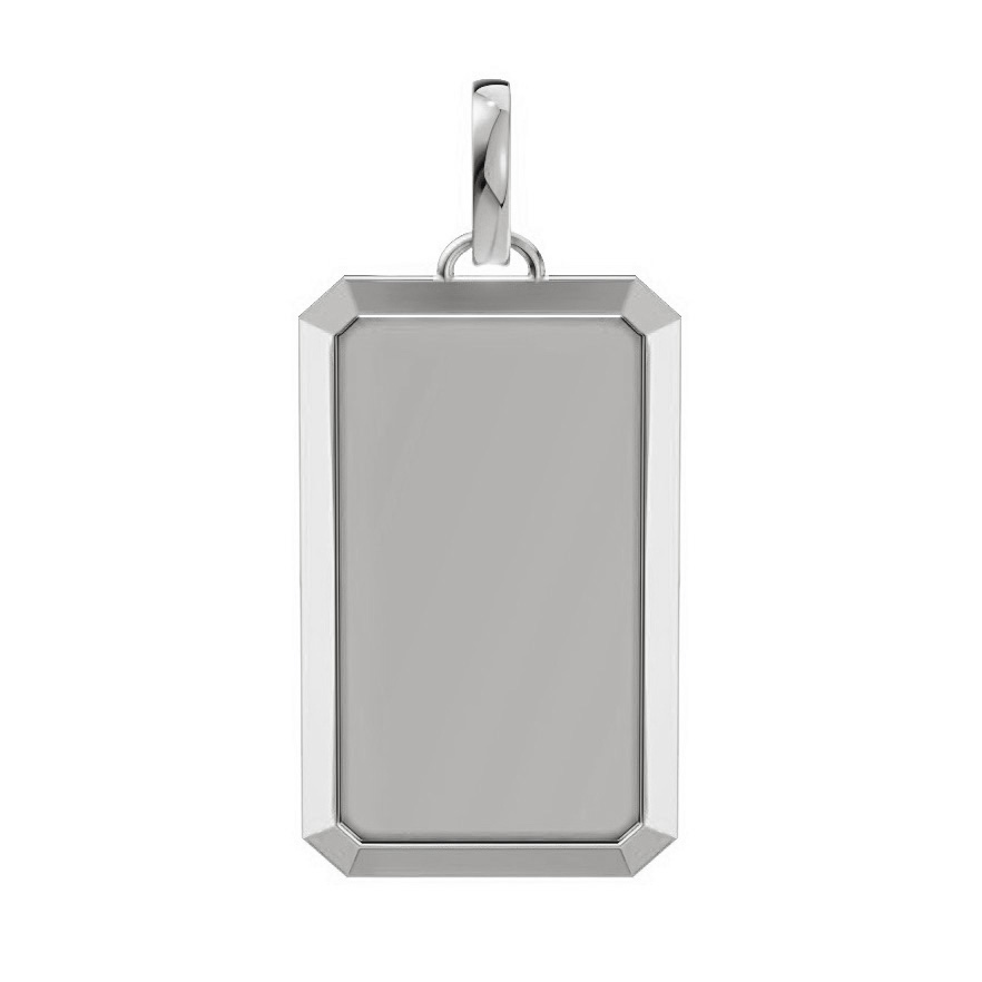 Platinum Engravable Rectangle Pendant with Border