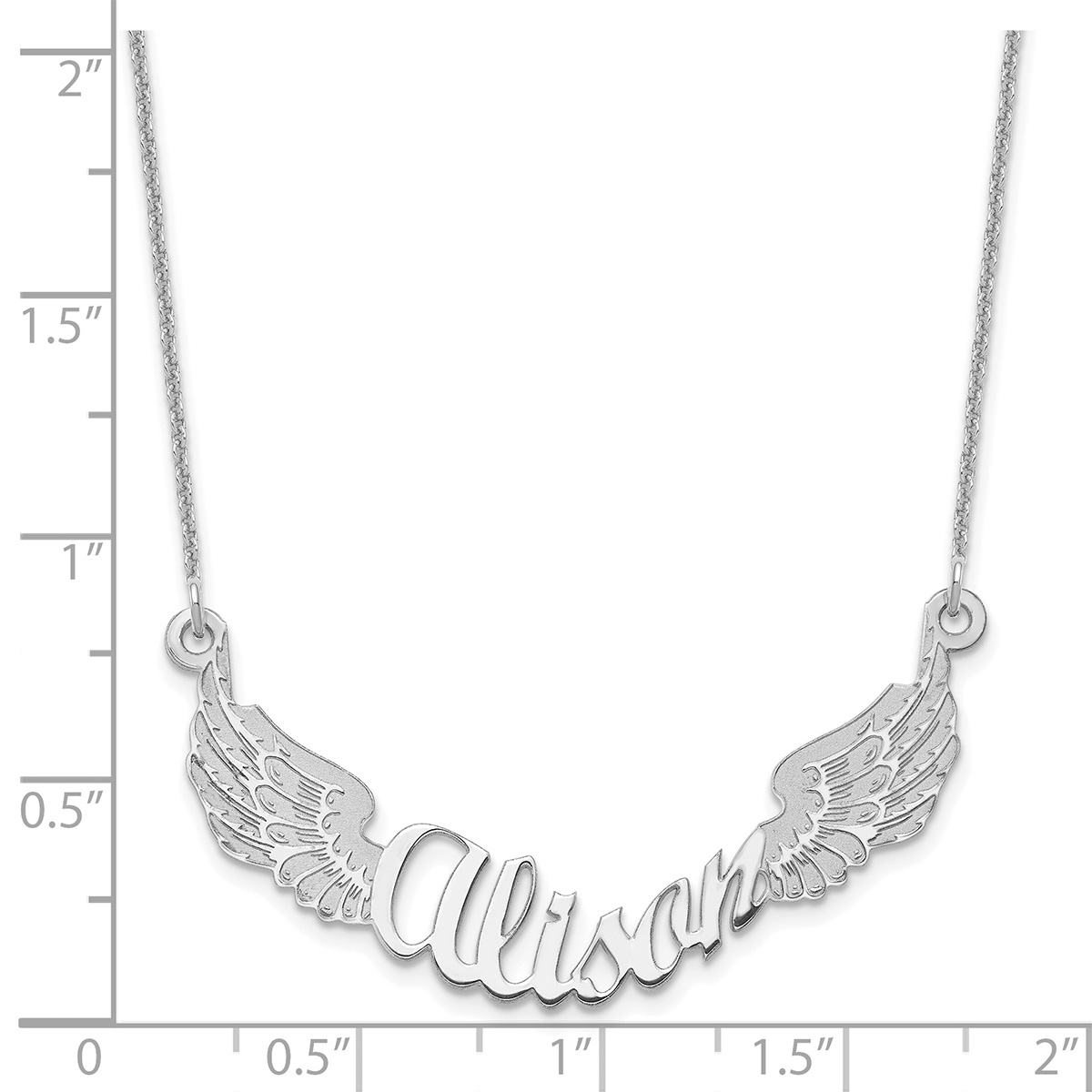 14K White Gold Personalized Angel Wings Nameplate Necklace