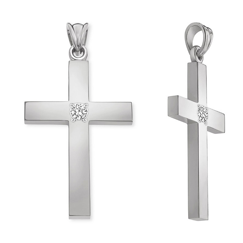 Platinum Men's Holy Diamond Cross Pendant