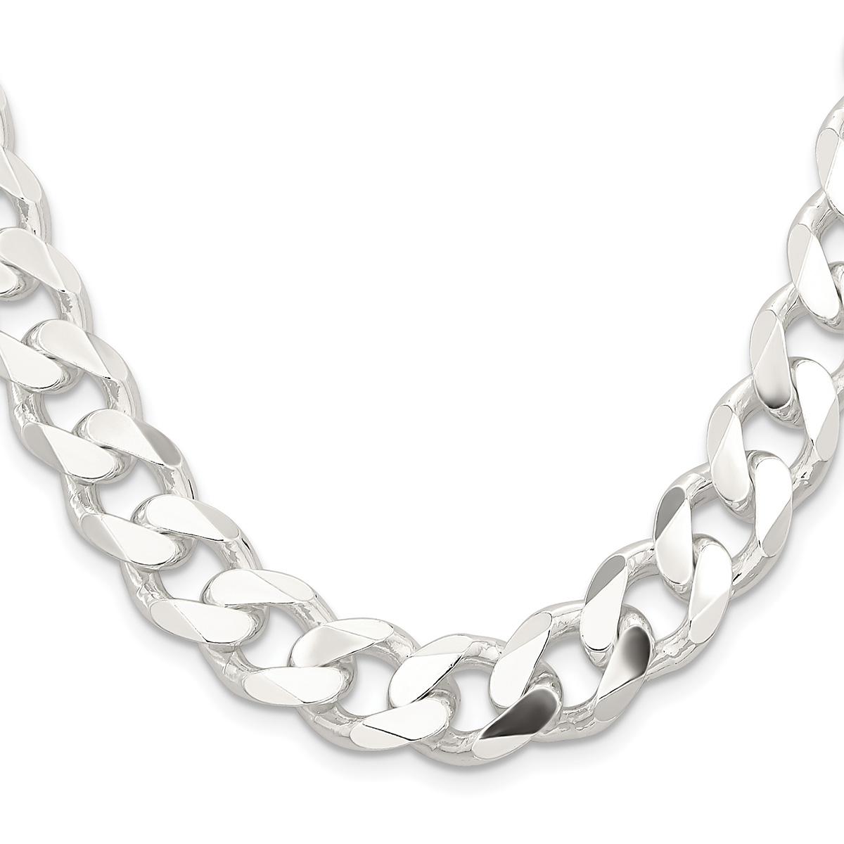13mm Silver Curb Chain Necklace