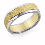 Platinum Handmade Square Textured Wedding Band Ring