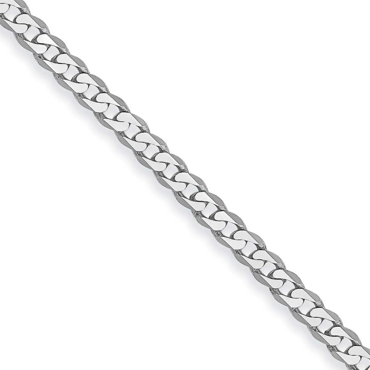 2.2mm 14K White Gold Curb Link Chain Necklace
