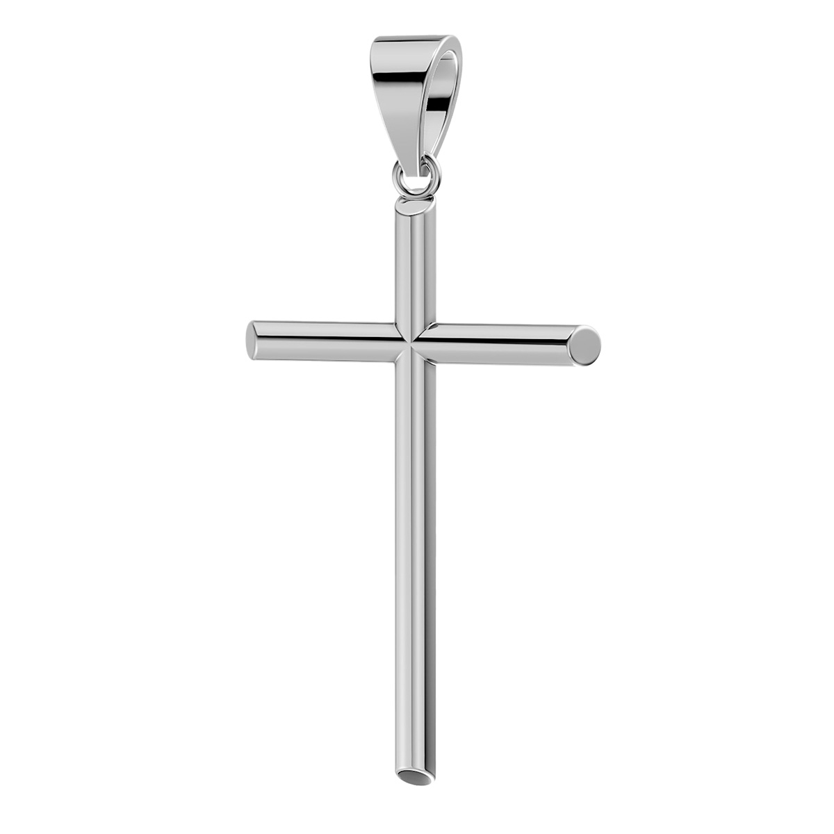 Platinum Extra-Large Tube Cross Pendant for Men